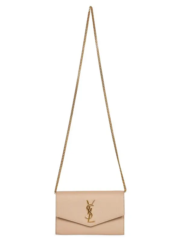 Saint Laurent Dark Beige Uptown Chain Wallet - Multicolor