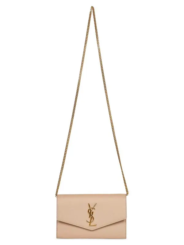 Saint Laurent Dark Beige Uptown Chain Wallet - Multicolor