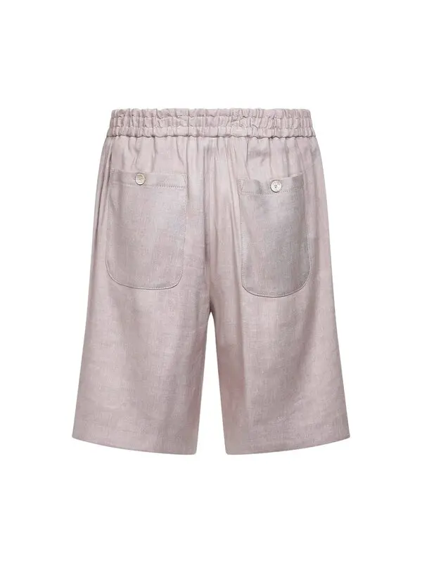 Etro Beige Stretch Linen Blend Bermuda Shorts