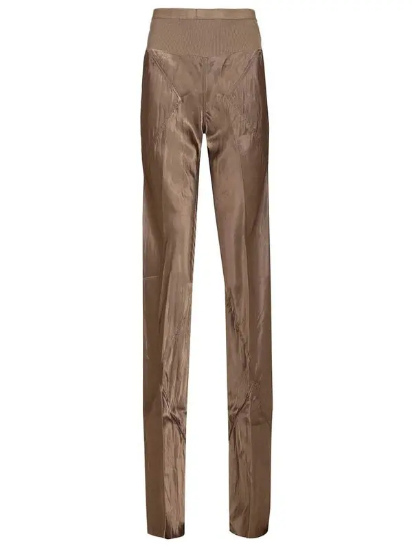 Rick Owens Bias Satin Flared Trousers - Cream