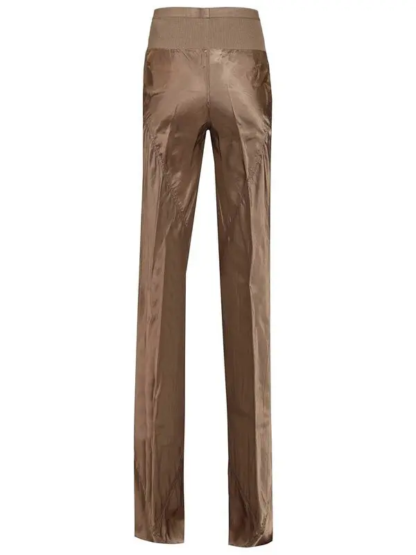 Rick Owens Bias Satin Flared Trousers - Cream