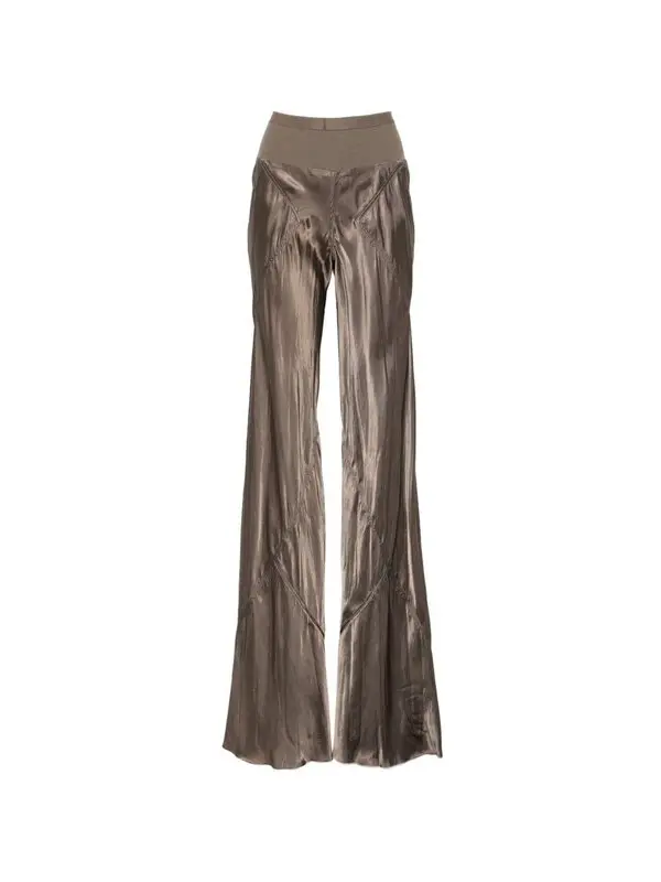 Rick Owens Bias Satin Flared Trousers - Cream