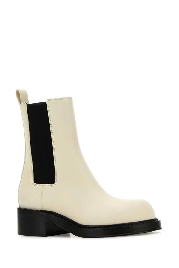 Bottega Veneta Leather Cliff Ankle Boots - White