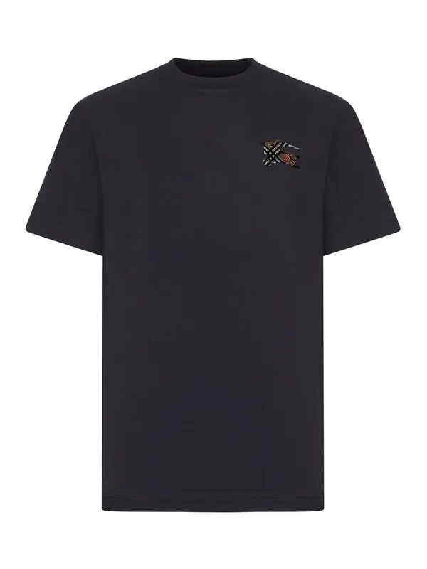 Burberry Cotton T-shirt With Horseman Logo - Black