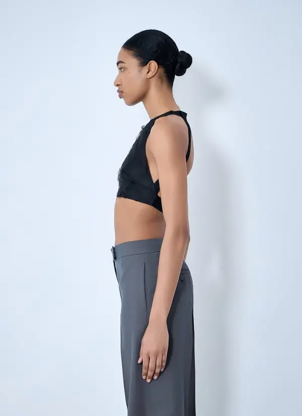 Max Mara Suede Halter Crop Top