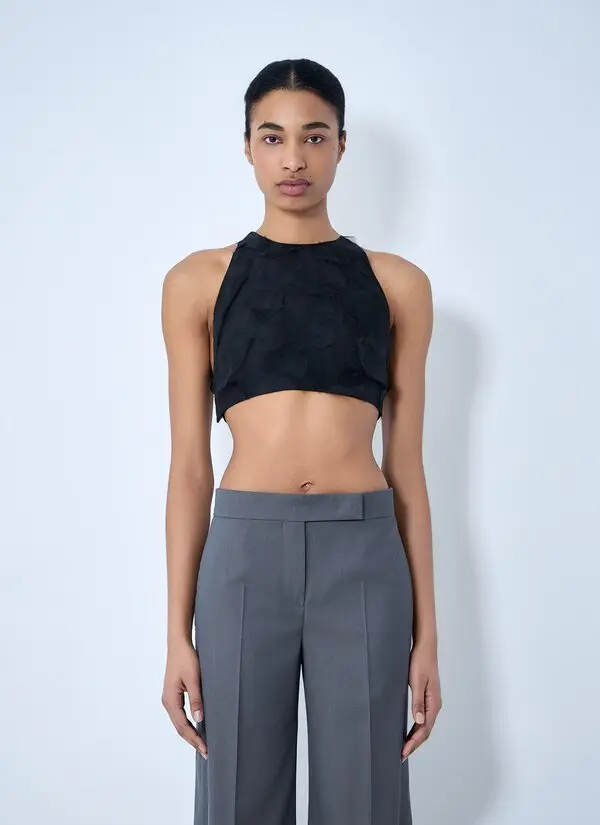 Max Mara Suede Halter Crop Top - Black