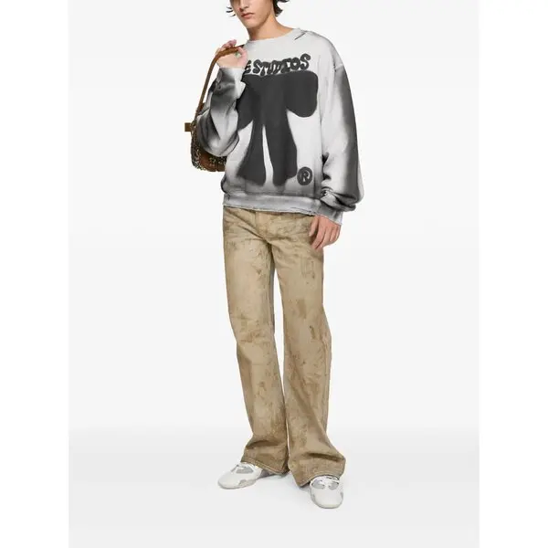 Acne Studios Graphic Print Crew Neck Sweatshirt - Gray