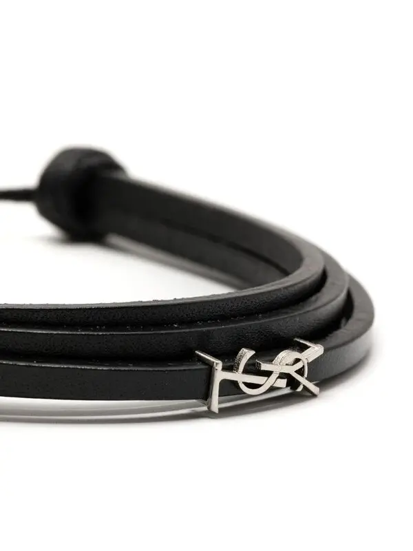 Saint Laurent Cassandre Leather Bracelet