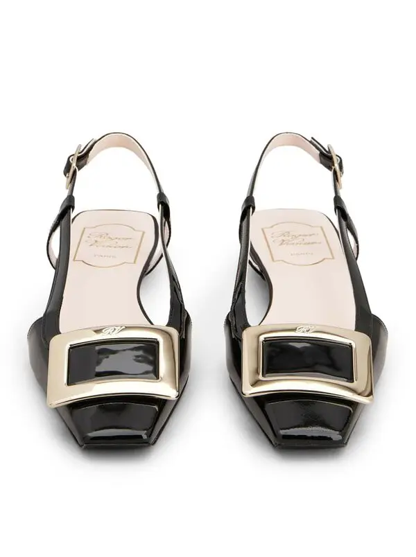 ROGER VIVIER Belle Vivier Patent Leather Slingback Ballerinas - Black