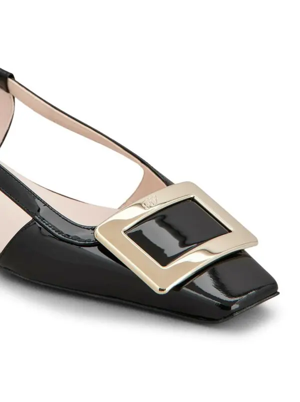 ROGER VIVIER Belle Vivier Patent Leather Slingback Ballerinas - Black