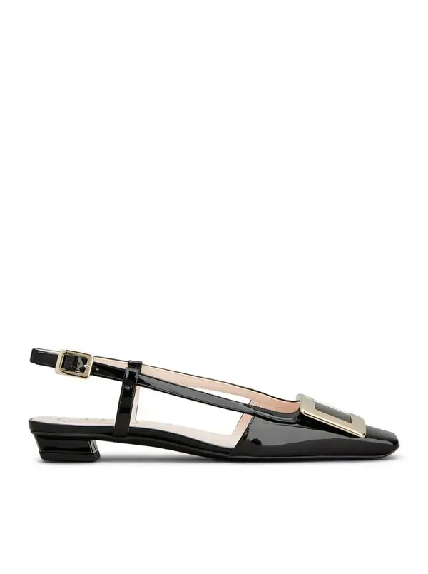 ROGER VIVIER Belle Vivier Patent Leather Slingback Ballerinas - Black