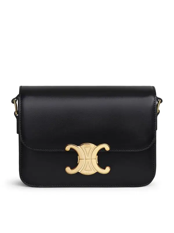 Celine Triomphe Teen Bag In Schwarz Shiny Calf Leather - Black