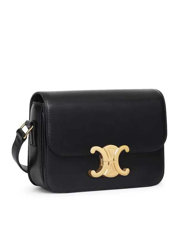 Celine Triomphe Teen Bag In Schwarz Shiny Calf Leather - Black