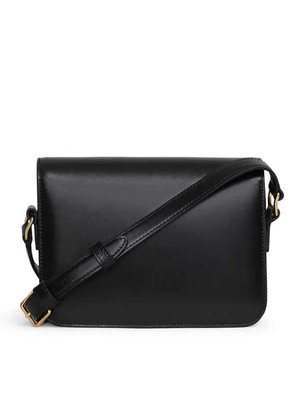 Celine Triomphe Teen Bag In Schwarz Shiny Calf Leather - Black