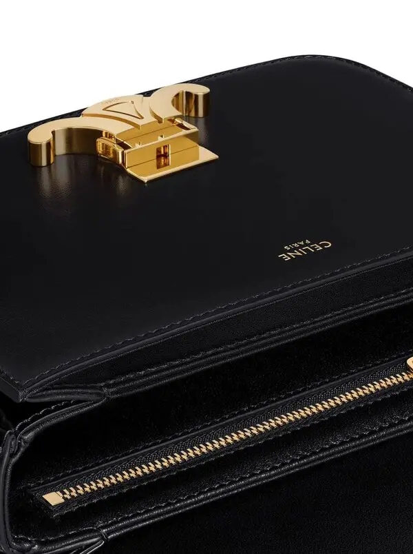 Celine Triomphe Teen Bag In Schwarz Shiny Calf Leather - Black
