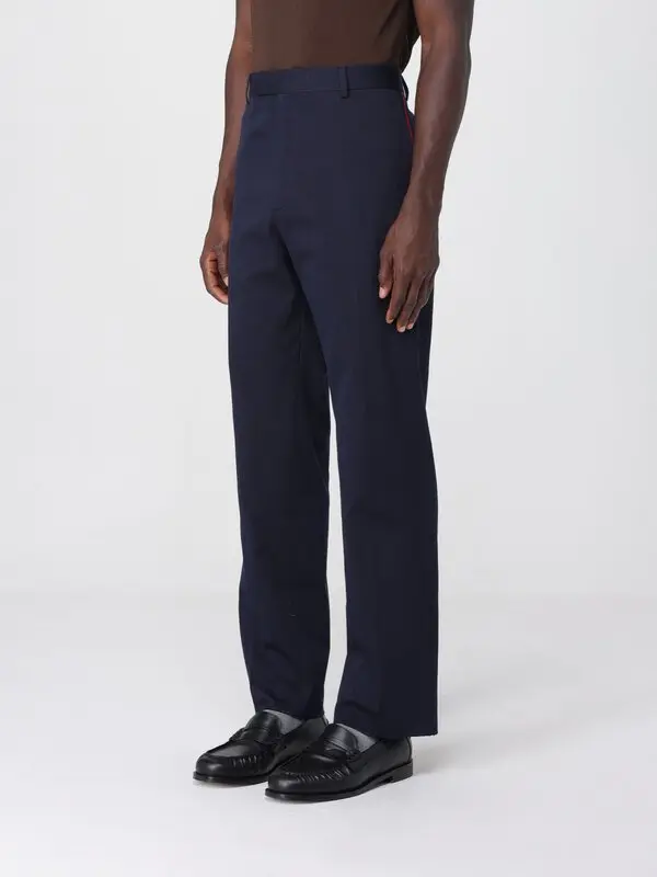 Gucci Slim Fit Cotton Twill Chino Trousers With Slash Pockets - Blue