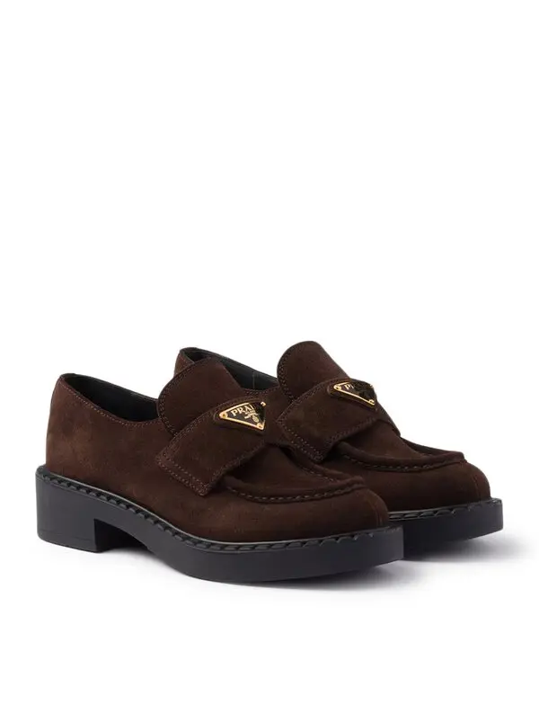 Prada Chocolate Suede Loafers