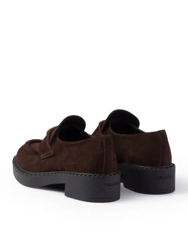 Prada Chocolate Suede Loafers