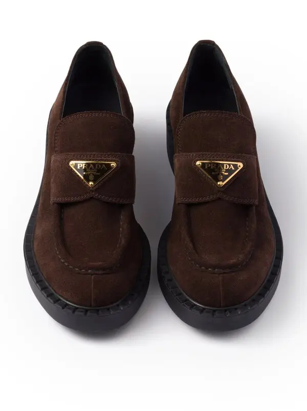 Prada Chocolate Suede Loafers