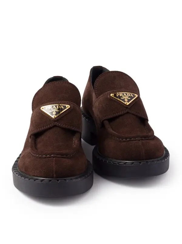 Prada Chocolate Suede Loafers