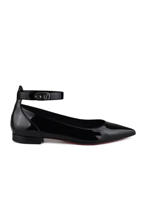 CHRISTIAN LOUBOUTIN Patent Leather Lock Ballerinas - Black