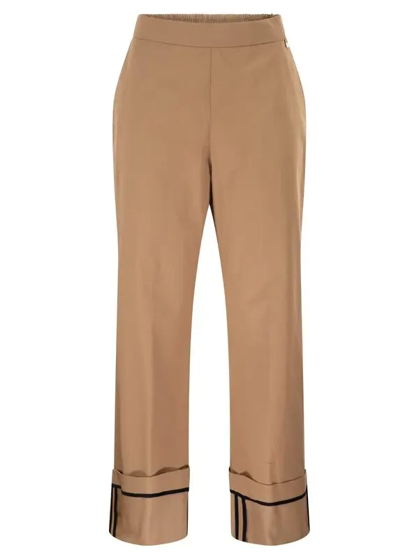 Herno Cotton Trousers With Maxi Turn-ups - Brown