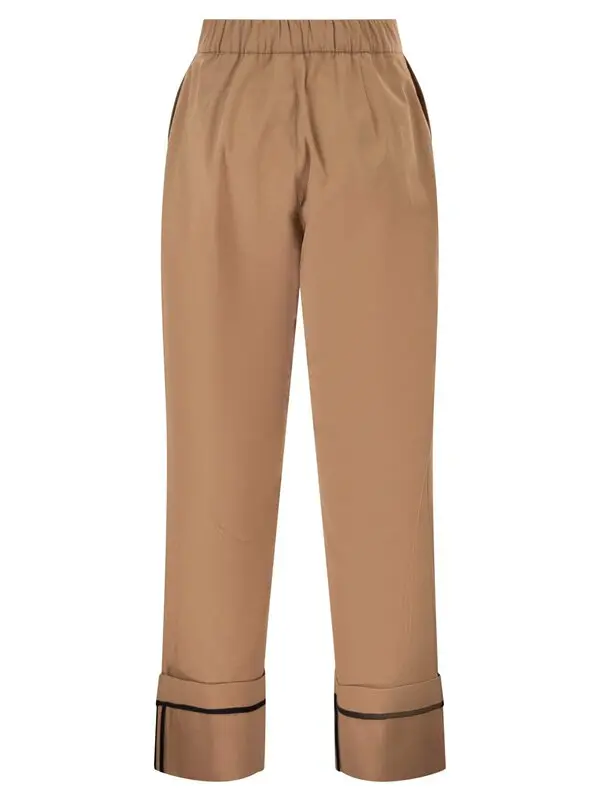 Herno Cotton Trousers With Maxi Turn-ups - Brown
