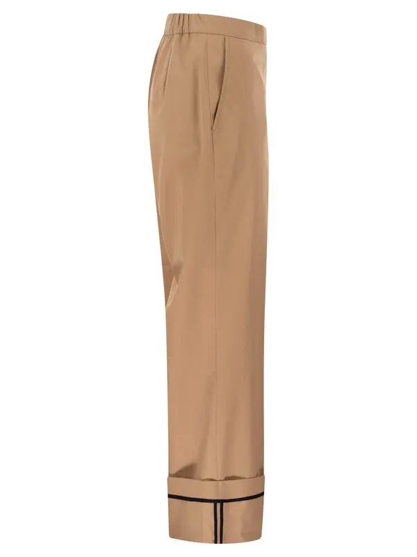 Herno Cotton Trousers With Maxi Turn-ups - Brown
