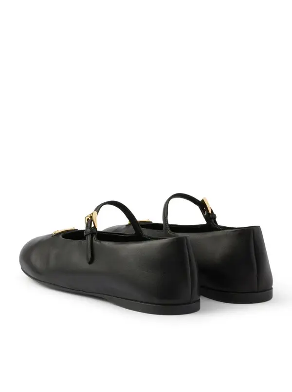 Prada Nappa Leather Ballet Flats With Logo