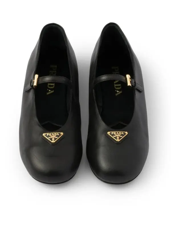 Prada Nappa Leather Ballet Flats With Logo - Black
