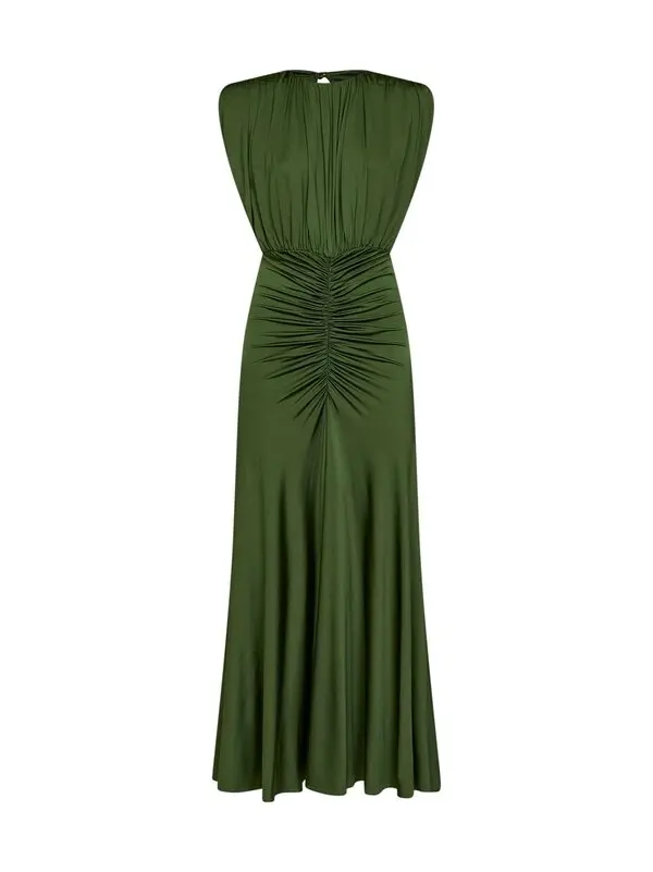 SELF-PORTRAIT Jersey Gathered Long Dress - Multicolor