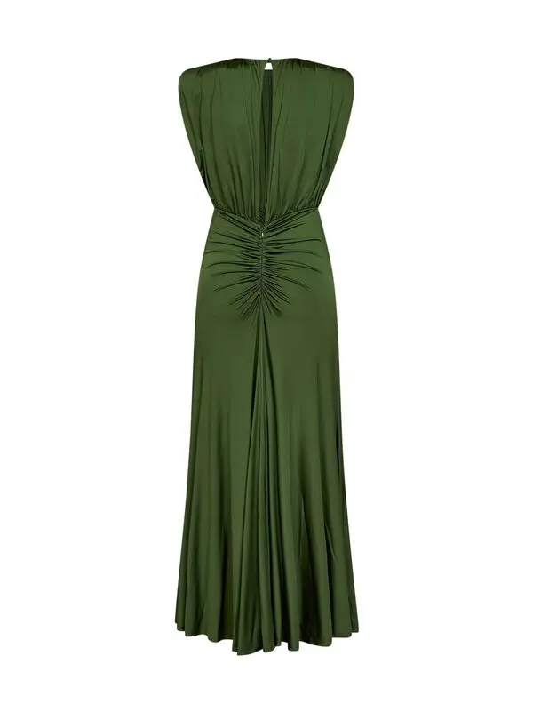 SELF-PORTRAIT Jersey Gathered Long Dress - Multicolor