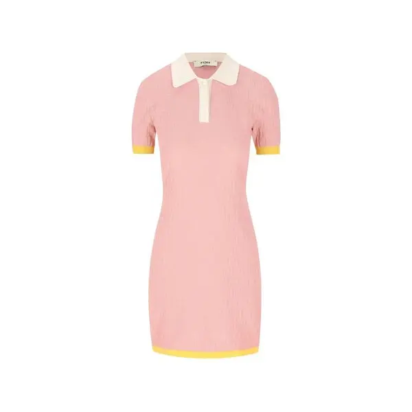 Fendi Short Sleeve Polo Collar Day Dress - Pink