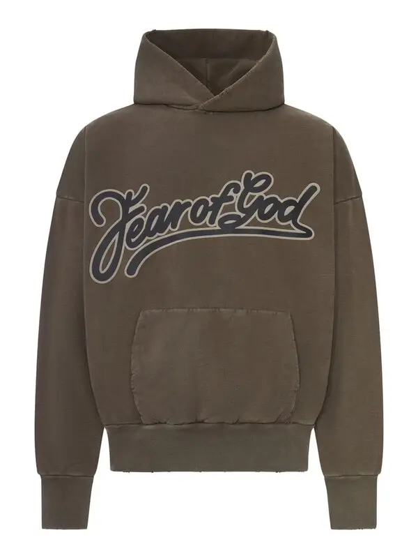 Fear Of God Classic Cotton Hoodie With Front Pocket - Brown