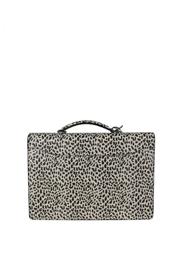 Celine Leopard Print Leather Satchel Bag