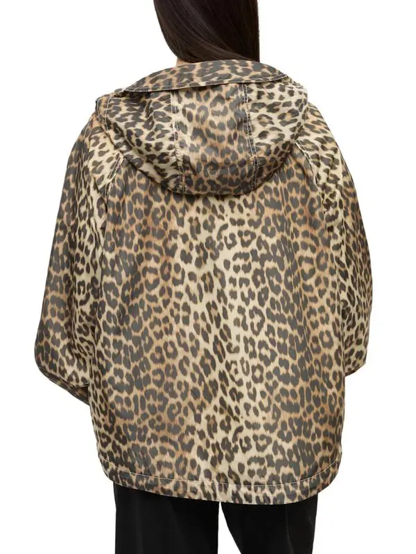 GANNI Nylon Jacket With Leopard Print