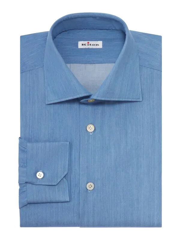 Kiton Classic Denim-effect Cotton Shirt