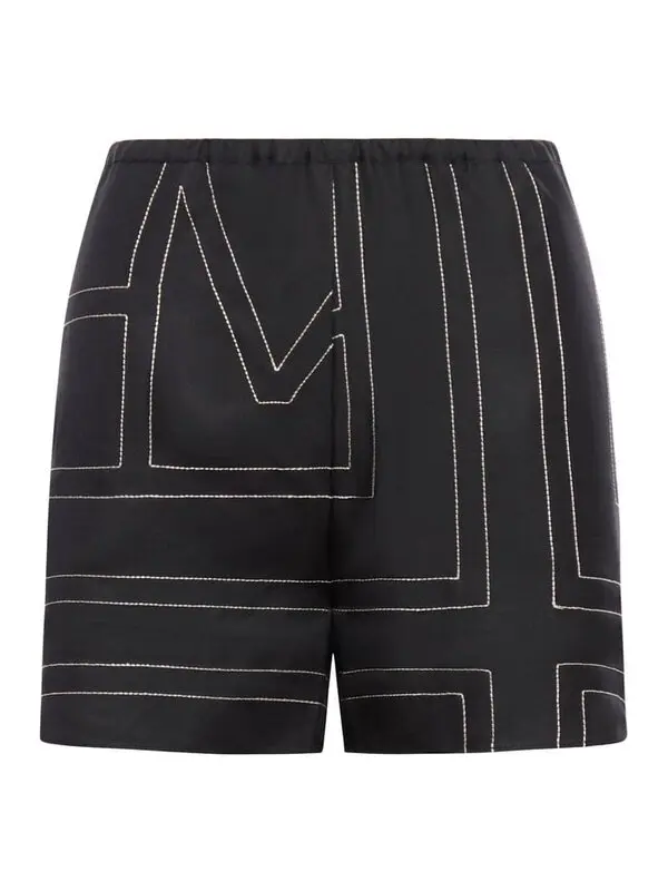 TOTEME Silk Monogram Shorts - Black