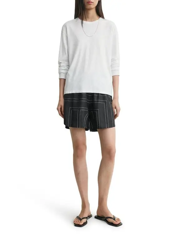 TOTEME Silk Monogram Shorts - Black