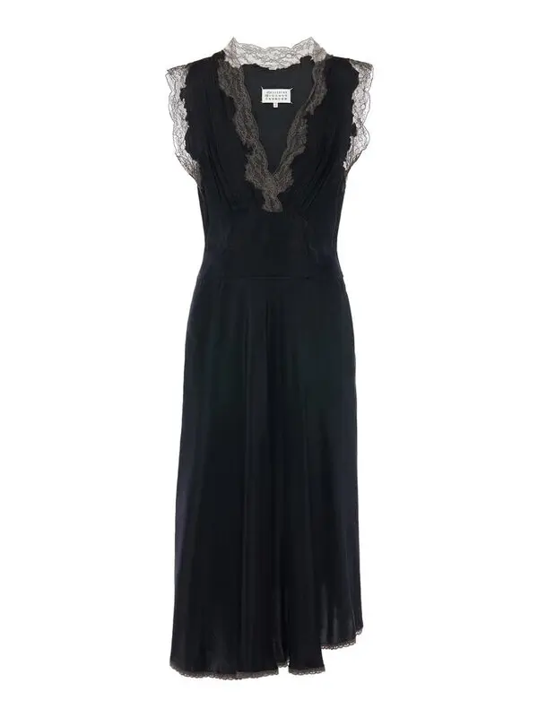 MAISON MARGIELA Silk Midi Dress - Black