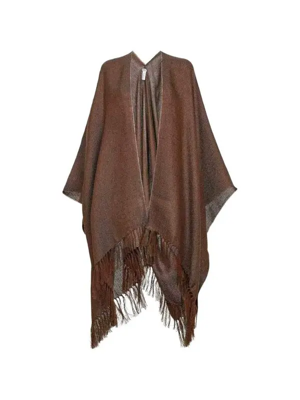 Brunello Cucinelli Fringed Poncho - Brown