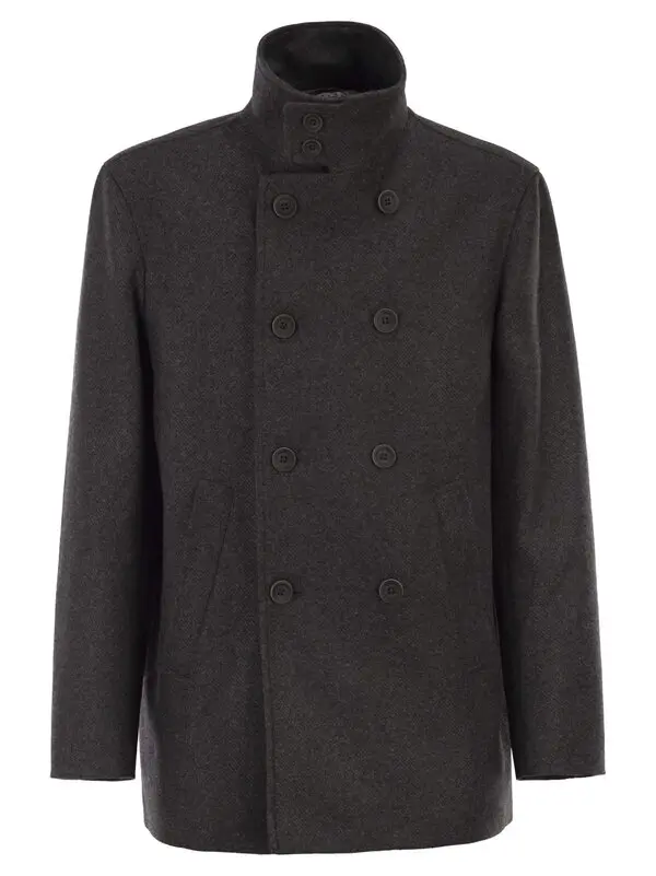 Herno Wool Blend Double-breasted Coat - Multicolor