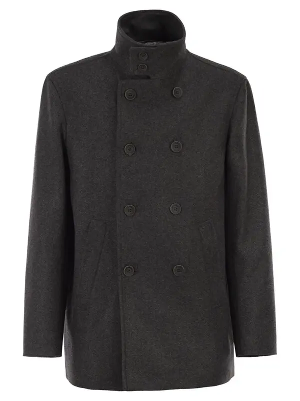 Herno Wool Blend Double-breasted Coat - Multicolor