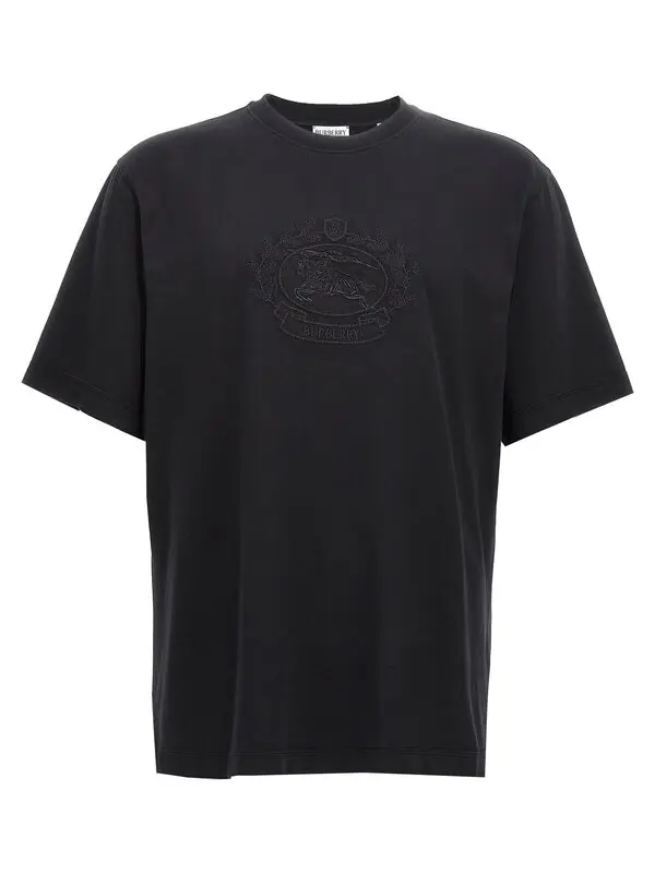 Burberry Logo Embroidery T-shirt - Black