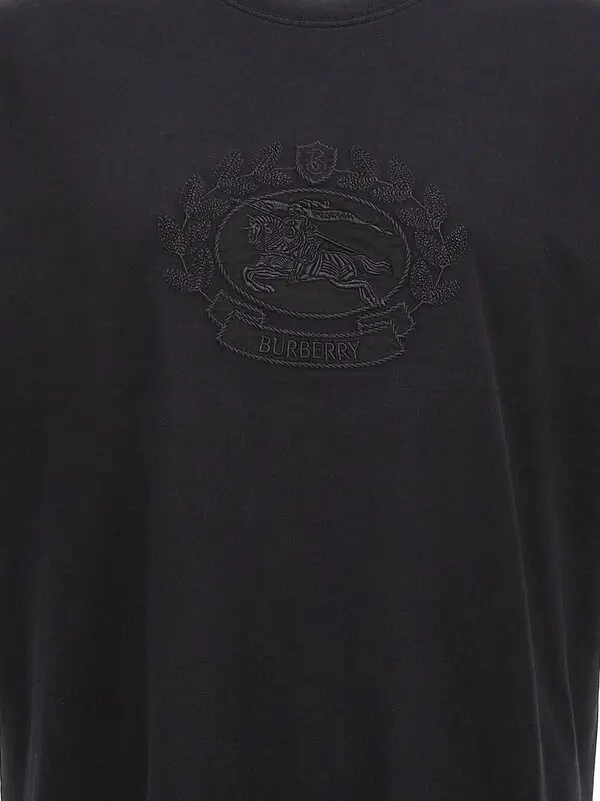 Burberry Logo Embroidery T-shirt - Black