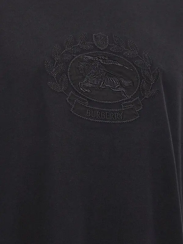 Burberry Logo Embroidery T-shirt - Black