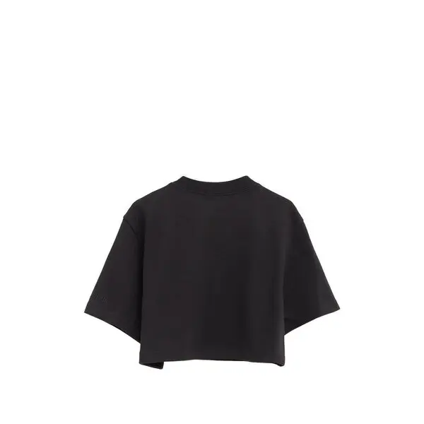 Balenciaga Embroidered Logo Cropped Short Sleeve Top