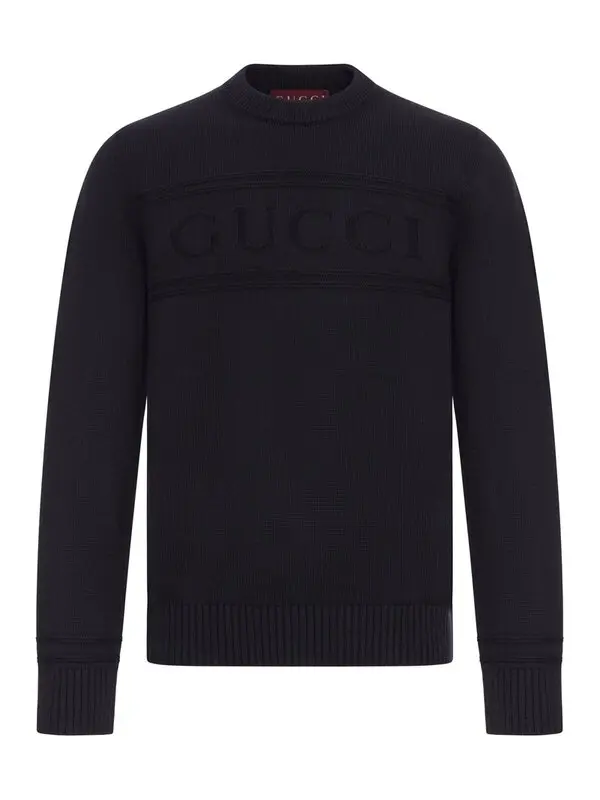 Gucci Cotton Knitted Sweater With Intarsia - Black