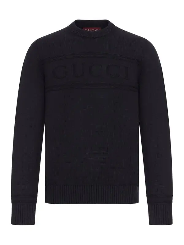 Gucci Cotton Knitted Sweater With Intarsia - Black