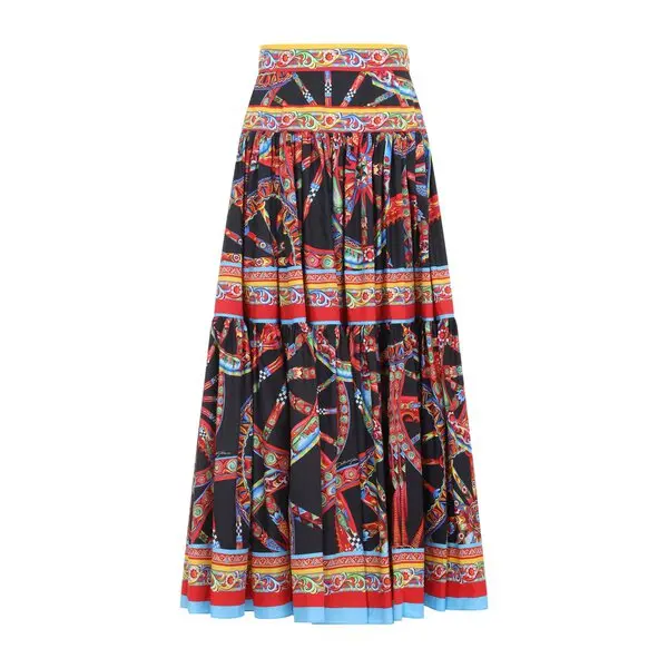 Dolce & Gabbana Popeline Midi Carretto Skirt - Multicolor